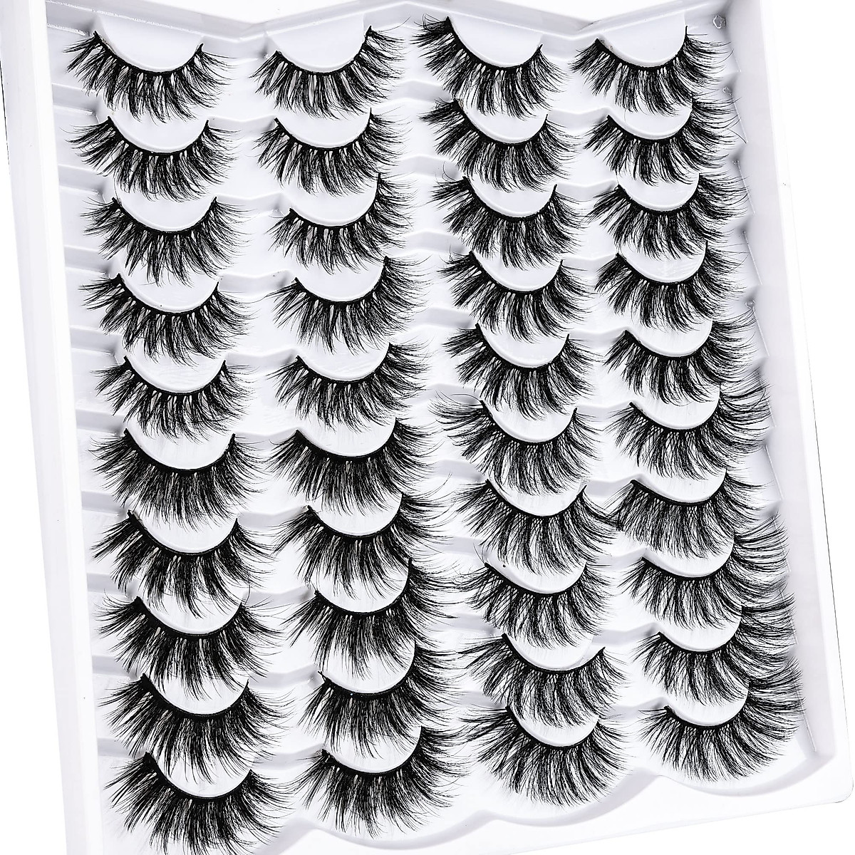 Kisslily 20 Pairs 3D False Eyelashes Pack 4 Styles Mixed Natural Look Wispy Lashes 18MM Long Fluffy Curled Faux Mink Lashes Wholesale(20 Pairs 4 Styles)
