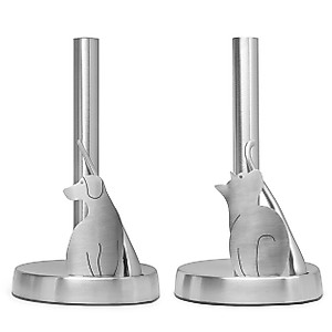 Everyday Solutions Meow Paper Towel Holder - Stainless Steel, Countertop Paper Towel Dispenser - with Tension-Spring for Single Handed Use - Featuring Cute Animal Tail Design - Great for Pet Lovers