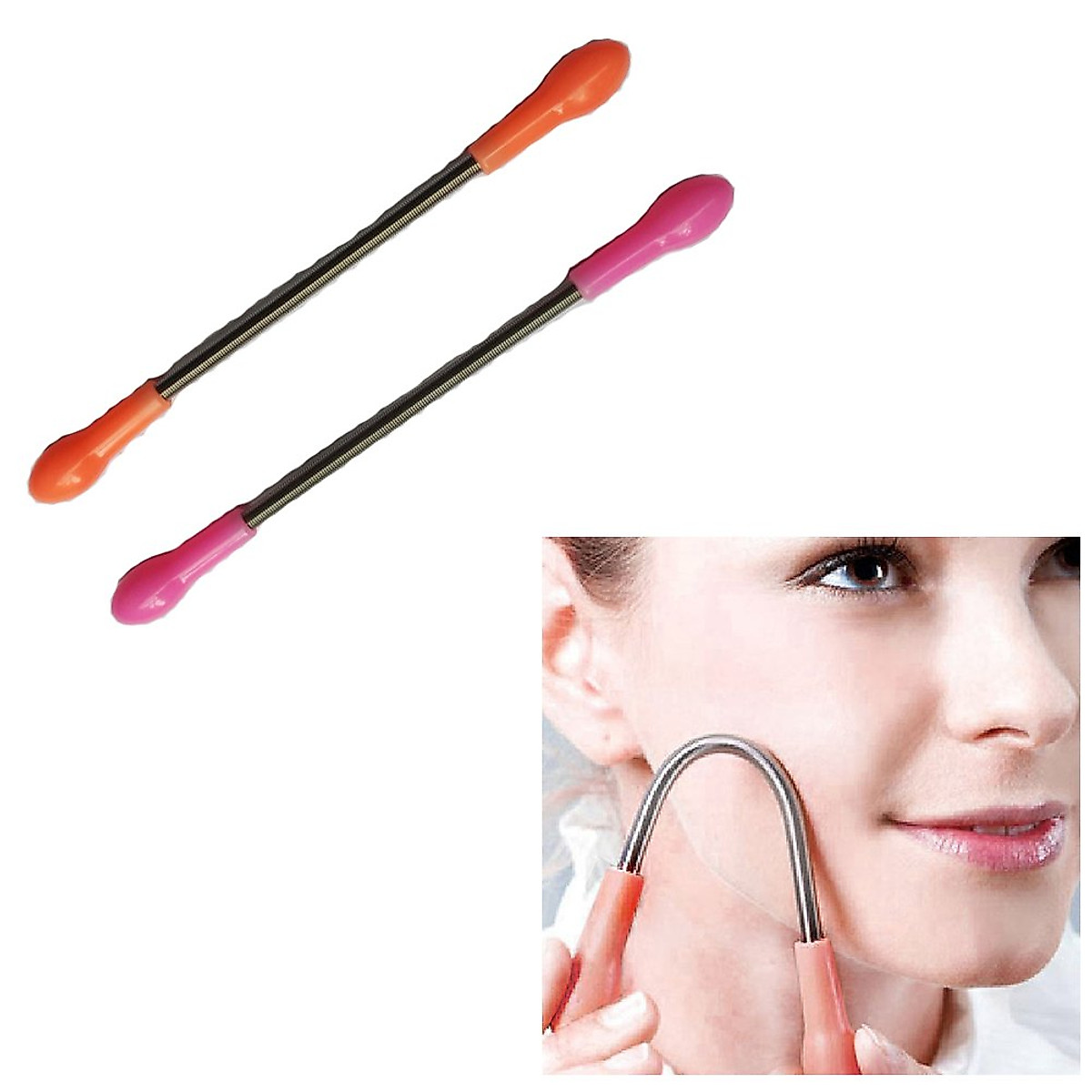 SUPVOX 2Pcs Facial hair remover stainless steel hair removal spring from upper lip chin cheeks and neck