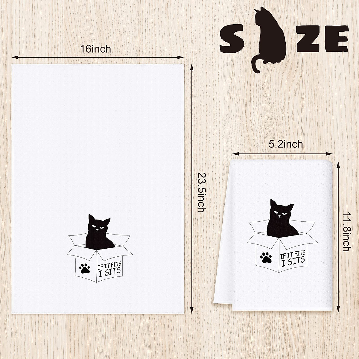 Vesici 4 Pieces Funny Cat Kitchen Towels Cute Cat Theme Dish Towels Set Absorbent Kitchen Tea Towels Farmhouse Decorative Hand Towels for Housewarming, Birthday, Christmas Towels, Pet Lover Fun Gift