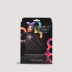 FRAMAR Shampoo Screen Salon Cape, Hair Cape – Shampoo Cape with Snap Closure and Rubberized Collar, For Hair Dye, Hair Color, Cosmetology Supplies and Hair Coloring