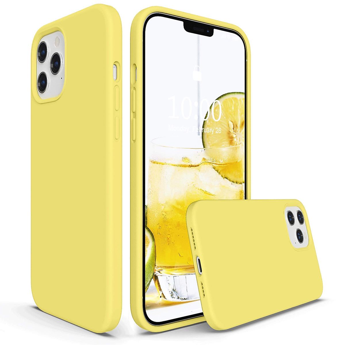 SURPHY Designed for iPhone 12 Pro Max Case 6.7 inches, Liquid Silicone Phone Case (with Microfiber Lining) for iPhone 12 Pro Max 2020, Yellow