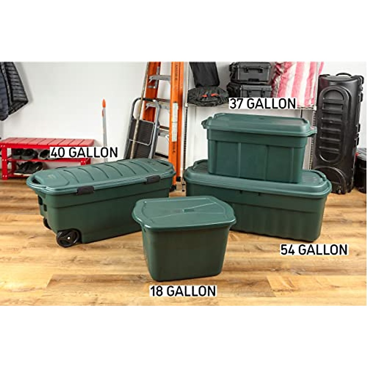 Rubbermaid ECOSense Storage Containers with Lids, 54 Gal Pack of 2, Durable and Reusable Stackable Storage Bins for Garage or Home Organization, Made From Recycled Materials