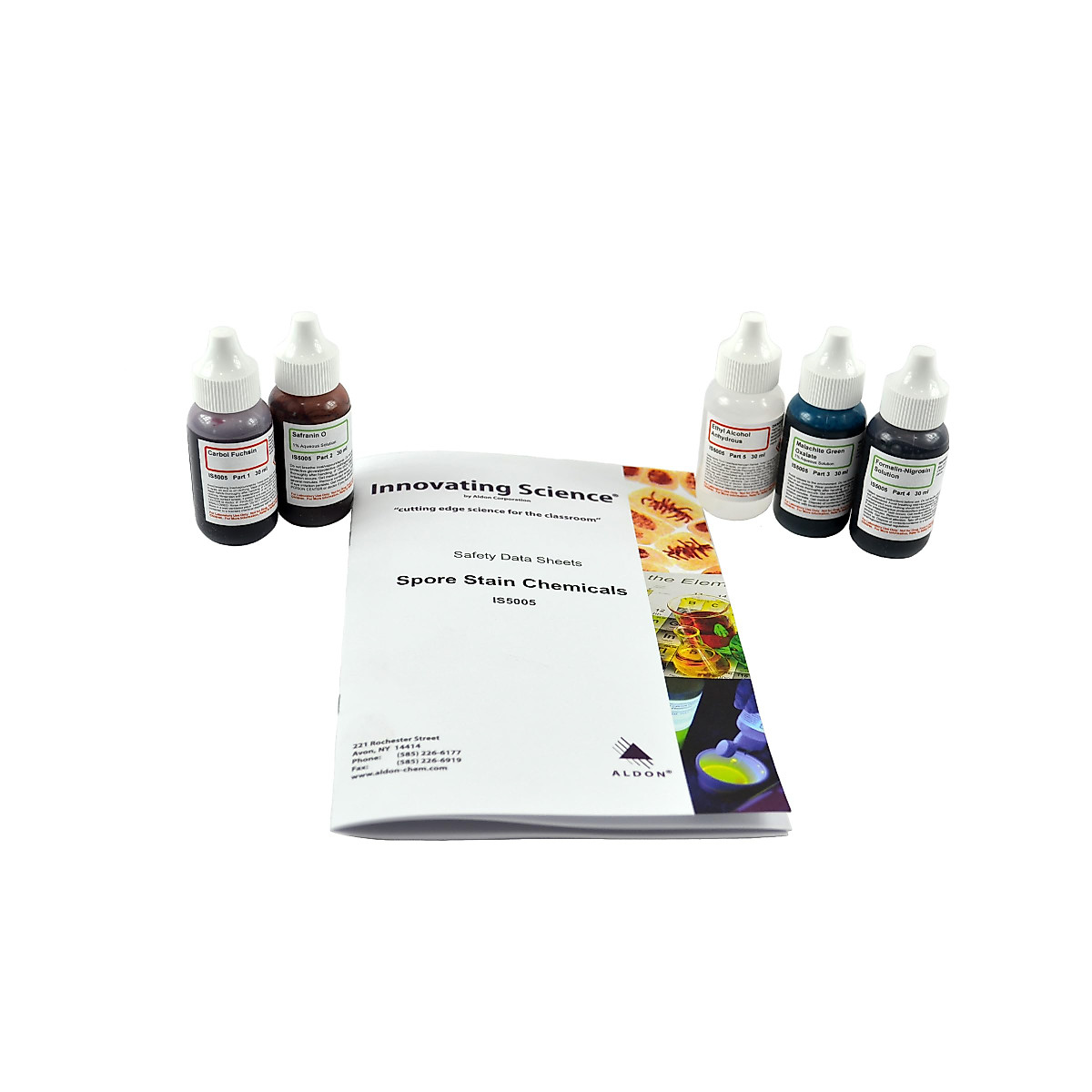 ALDON Innovating Science Spore Stain Chemicals Kit for Endospores and Bacterial Spores