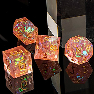 DND Dice Set Resin D&D Dice Set, RUNFNG Sharp Edges Dice for Dungeons and Dragons Role Playing Gaming, 7 Pcs D+D Polyhedral Dice Set with Gift Box