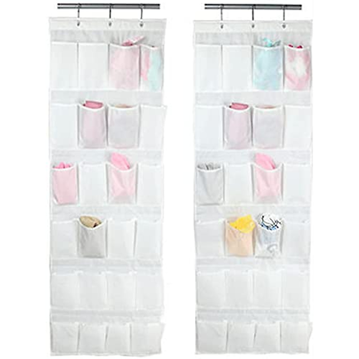 24 Pockets Shoe Organizer Over the Door Wall Mounted Hanging Storage Bags Tidy Closet Home Bedroom Space Saver Caddy Organiser Rack Shelf Holders Household Wardrobe Accessory