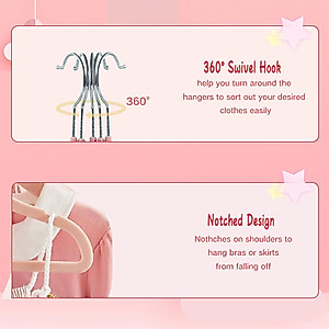 Stormix Kids Hangers 32 Pack, Kids Clothes Hangers Non-Slip, Children Velvet Hangers with Shoulder Notches for Closet Pink