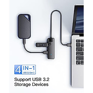 Inateck USB Hub with 4 USB A Ports, USB 3.2 Gen 2 Speed, 1.6 ft Cable, HB2025A