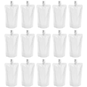 50pcs Plastic Pouch 8.8 Oz Drinks Flasks Disposable Drink Container Take out Beverage Juice Bags Reclosable for Travel Outdoor