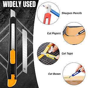 TIFICAL 4 Pack Box Cutter Retractable, Utility Knife 9MM Wide Snap-Off Blades, Exacto Knife for Cutting Box, Wrapping, Cardboard, Extended Razor Knife, Box Opener Perfect for Office, Home, School