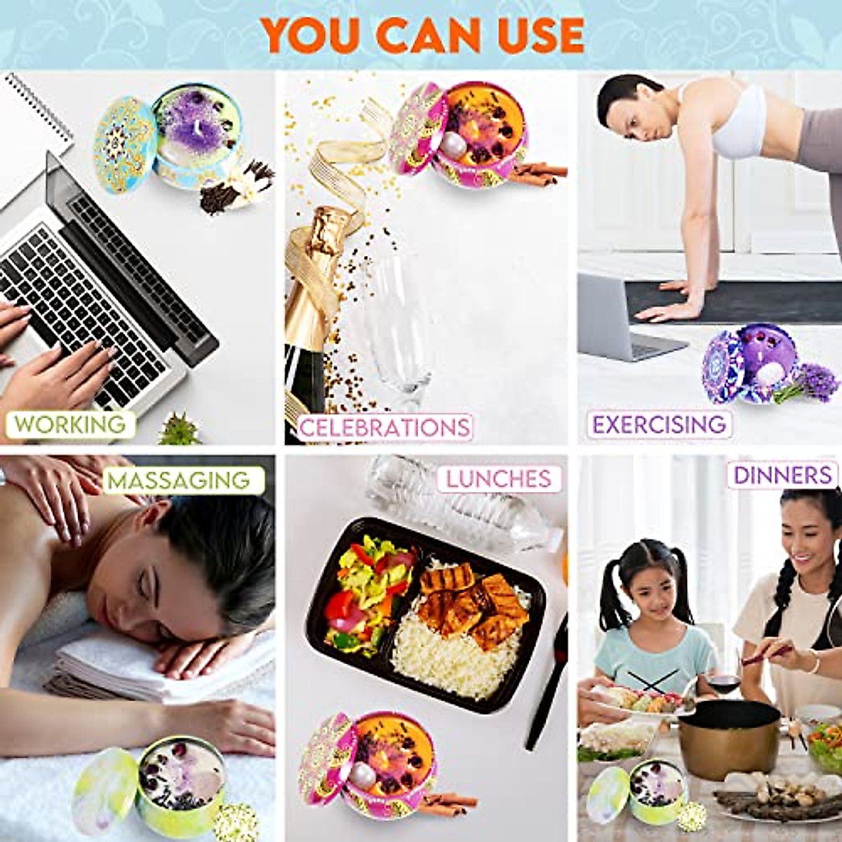 Pack of 4 beautiful rose quartz crystal infused scented soy candles with wooden and marble holders | Birthday gift set for women | aromatherapy and medidation candles