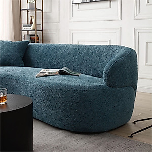 KEVINSPACE 86.61" Curved Sofa, 3-Seat Modern Upholstered Sofa Couch Living Room with 2 Pillows, Luxury Curved Back Sofa Loveseat Sofa for Bedroom, Office, Apartment, Blue