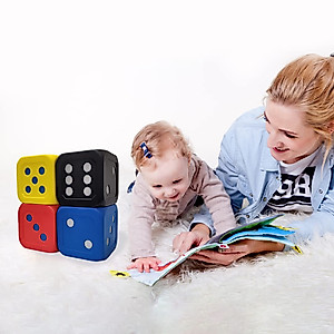 Macro Giant 6 Inch PU Foam Jumbo Big Playing Dice, Set of 4, Basic Color, Math Teaching, Teaching Aids, Board Games, Kid Toy