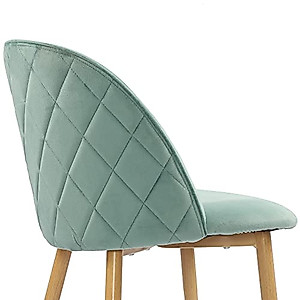 LSSBOUGHT Modern Velvet Dining Chairs Dining Room Chairs with Metal Legs,Set of 2 (Green)