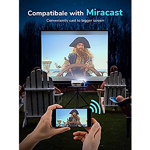 YEHUA Mini Projector with WiFi and Bluetooth,4k Portable Projector HD 1080P and 200" Screen Supported, LED Outdoor Movie Projector with Remote,Compatible with iOS,Android,HDMI,VGA,AV,2 USB Interface