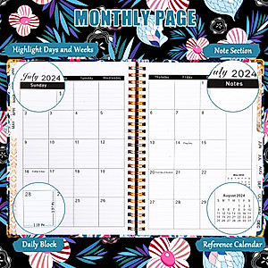 2024 Daily Planner with Stickers - 8.66"×6.2" January 2024 - December 2024 Happy Planners with Tabs, Twin Wire Spiral Binding Thick Paper Weekly and Monthly Academic Agenda Daily Notebook Pattern L