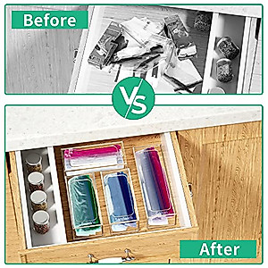 NPPLUS Bag Storage Organizer, Acrylic Baggie Organizer Plastic Bag Dispenser Holder For Gallon Quart Sandwich And Snack - 4 Pack (No Magnets)