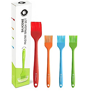 Gourmanity Cook Silicone Basting Brush Set of 4 | Silicone Pastry Brush for Grilling, Cooking and Baking | Flexible Food Brushes | BBQ Brushes for Sauces & Marinades | Pack of 4 Multicolored