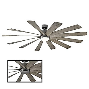 Modern Forms FR-W1815-80L-GH/WG Windflower 80 Inch 12 Blade Indoor/Outdoor Smart Fan with Six Speed DC Motor and LED Light in Graphite Finish Works with Nest, Ecobee, Google Home and iOS/Android App,