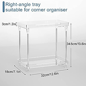 YIEZI Bathroom Organizer Countertop, 2-Tier Vanity Tray Corner Shelf for Makeup Cosmetic Perfume Skincare Bathroom Supplies and More, Multi-Functional Acrylic Organizer in Vanity Dresser Bathroom
