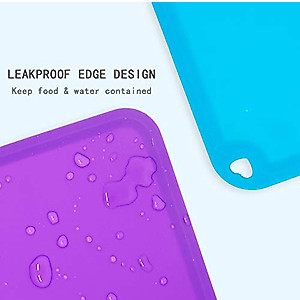 Kids Placemats, Silicone Baby Placemats for Kids Toddler Children Reusable Non-Slip Table Mats, Baby Food Mats for Restaurant, 2 Pack, Purple/Blue