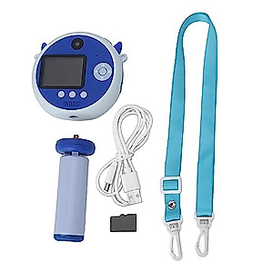 Portable Digital Camera Toy 8X Digital Zoom Cute Protective Case for Kids Selfie Camera for Birthday Gift (Blue)