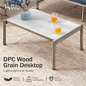 PHI VILLA 4 Piece Patio Furniture Set, 2 x Armchair, 1 x 3-Seat Sofa, 1 x Coffee Table, All Cushioned 5 Seats Outdoor Conversation Set for Lawn Garden Backyard