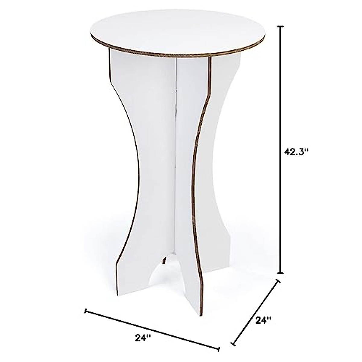 Displays2go, 20" w x 42" h Event Bar Table, Corrugated Cardboard, 3 Piece Design - White (FDCRDB42)