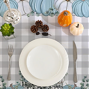 cusugbaso Fall Tablecloth 60x84 Inch Rectangle - Eucalyptus Blue Pumpkins Fall Decor for Home - Water Resistant Thanksgiving Table Cloth Rectangle for Party,Dinning,Home