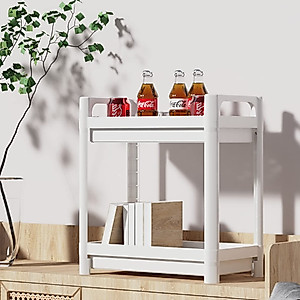 Layway Multipurpose Under Sink Storage Rack for Closet Cabinet,Under Bathroom Kitchen Sink Organizer,2 Tier Countertop Collection Baskets Shelf with Hooks for Home Office (White)