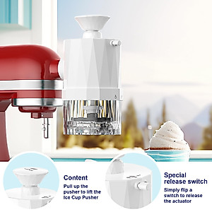 GVODE Shaved Ice Attachment for KitchenAid Stand Mixer, Snow Cone Shaved Ice Machine with Coarse and Fine Blades,8 Ice Cube Molds,Kitchen Aid Accessories and Attachments