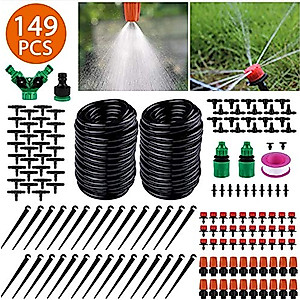 KDIFIX for Adjustable Automatic Micro Irrigation Kits,Drip Irrigation,Garden Irrigation System,DIY Plant Watering System for Garden Greenhouse, Flower Bed,Patio,Lawn(30M 149PCS)