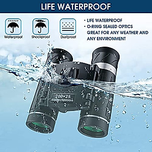 200x25 Compact Binoculars for Adults and Kids, High Powered Mini Pocket Binoculars, Waterproof Small Binoculars for Bird Watching, Hunting, Traveling, Sightseeing, Concert, Theater, Opera