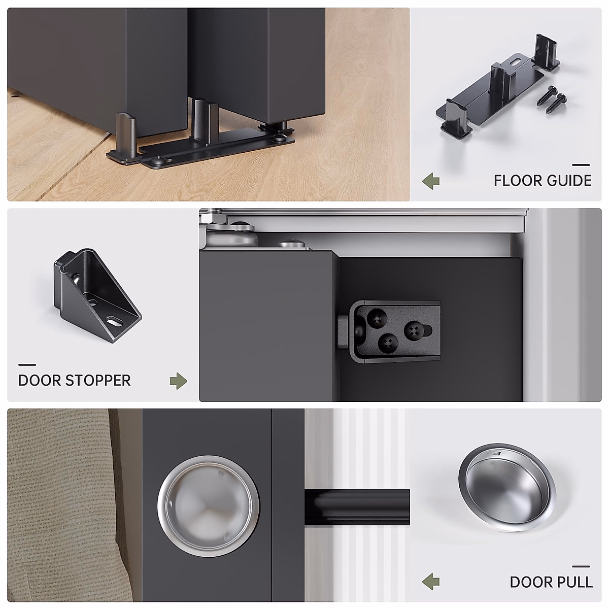 EaseLife 5FT/60in Bypass Double Sliding Pocket Door Hardware Kit,Commercial Grade,Aluminum,Bypassing Wardrobe Closet Door Track for 2 Door System,Slide Smoothly Quietly,Easy Install,No Doors