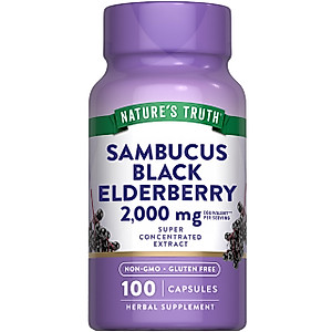 Nature's Truth Black Elderberry Capsules | 100 Count | Super Concentrated Sambucus Extract | Non-GMO and Gluten Free Supplement