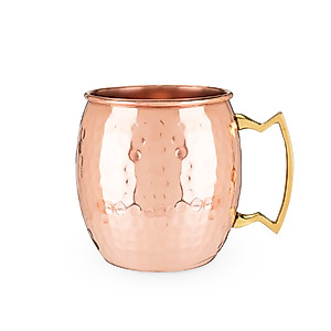Twine Hammered Copper Moscow Mule Mug, Copper Cups for Moscow Mules, Copper Bar Cart Accessories, 16 oz