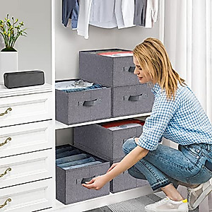 Large Wardrobe Clothes Organizer, Closet Organizers and Storage Bins with Adjustable Dividers, Drawer Organizers for Clothing Jeans Pants Sweaters Shirts Underwear, 5 Compartments, Gray (2)