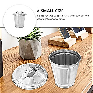Toddmomy Mini Desktop Trash Can with Lid Tiny Garbage Can Metal Rubbish Bin for Home Office Countertop