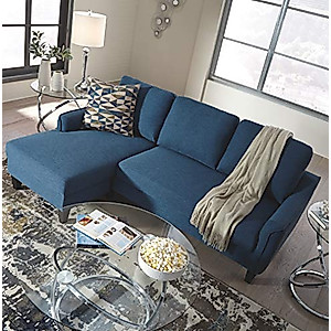 Signature Design by Ashley Jarreau Sofa Chaise Sleeper Chofa with Pull-Out Cushion, Blue