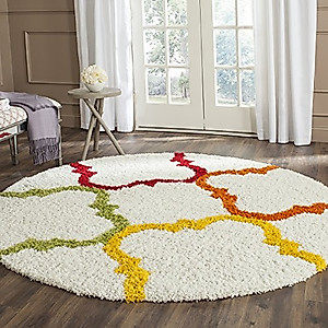 SAFAVIEH Kids Shag Collection 8' x 10' Ivory/Multi SGK563A Rainbow Moroccan Non-Shedding Living Room Bedroom Dining Room Entryway Plush 2-inch Thick Area Rug