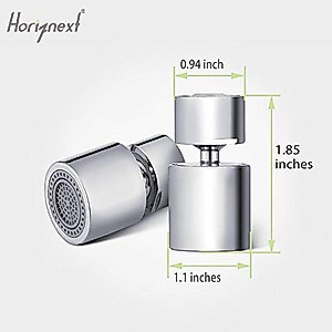 Horiznext faucet aerator for kitchen bathroom sink, tap head sprayer 360 degree swivel filter attachment hose extender no splash water nozzle (1 pc with adapter)