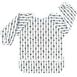 wegreeco Baby Long Sleeve Bib with Pocket, Toddler Leak-Free Bibs with Sleeves (6-24 Months), Washable Baby Shirt Bibs (Grey Arrow)