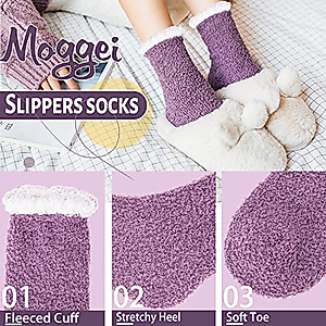 Fuzzy Socks for Women Fluffy Cozy Slipper Cabin Comfy Warm Winter Sleep Soft Plush Fleece Stocking Stuffers for Women Adult Home Socks Christmas Mothers Day Gift Ideas for Teen Girls Color D 6 Pairs