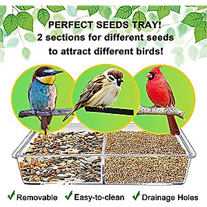 Window Bird Feeder for Outside with 3 Strong Suction Cups,Acrylic Transparent Bird Feeder Sliding Tray and Drain Holes,Easy to Clean and Fill,Clear Acrylic for Bird Viewing by Meiyiu