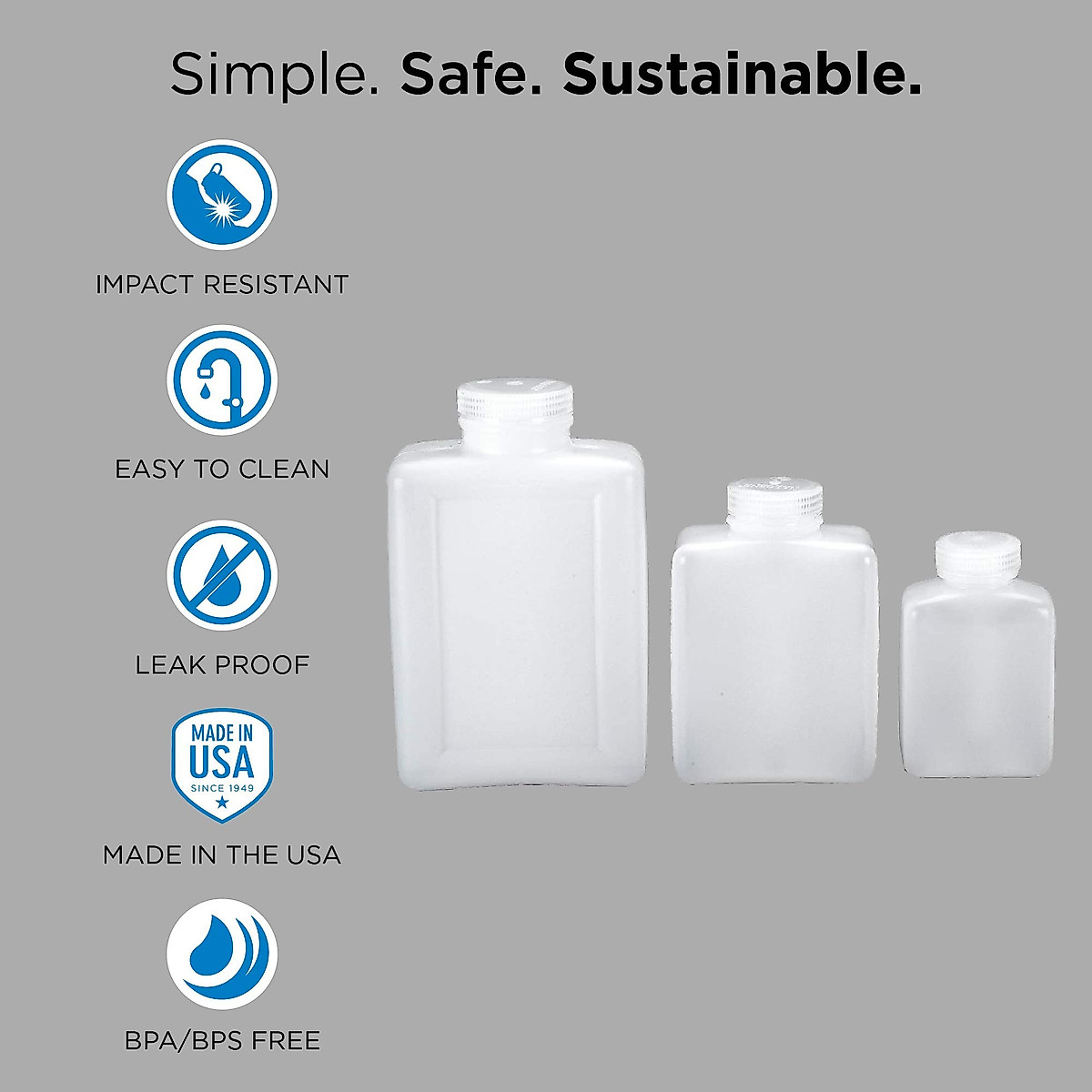 Nalgene HDPE Square Narrow Mouth Bottle (8- Ounce)