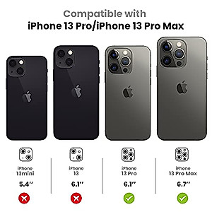 Tensea for iPhone 13 Pro - iPhone 13 Pro Max Camera Lens Protector, 9H Tempered Glass Camera Cover Screen Protector Metal Individual Ring for iPhone 13Pro 6.1 inch iPhone 13 ProMax 6.7 inch 2021