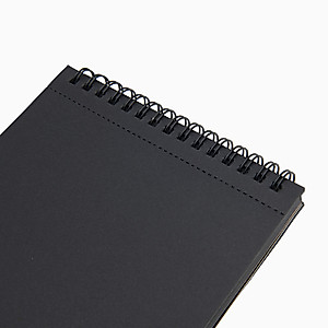 Art-N-Fly Black Sketch Pad Mini 5.5x8.5" 2 Pack - Black Paper Sketchbook for Drawings, Perforated Edge on Spiral 100 Sheets Total - Art Sketch Book for Coloured Pencils, Graphite, Pastels & Gel Pens