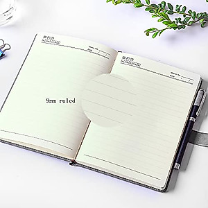 TAKA PRYOR Leather Journal Notebook Lined, Hardcover Magnetic Closure, Personal Writing Notebooks, with Pen Loop，Medium 5.7 x 8.3 inches, 120 GSM Paper Gifts Gray Ruled