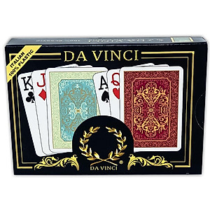 DA VINCI Persiano, Italian 100% Plastic Playing Cards, 2-Deck Set Poker Size Jumbo Index, with Hard Shell Case and 2 Cut Cards