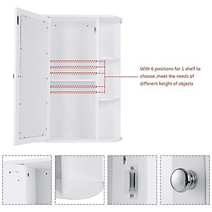 Home Bathroom Wall Mount Cabinet Storage Shelf Over Toilet w/Mirror Door